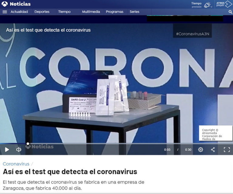 Antena 3 TV channel shows the VIASURE SARS-CoV-2 kit - CERTEST Biotec ... Antena 3 TV channel shows the VIASURE SARS-CoV-2 kit - CERTEST Biotec ...